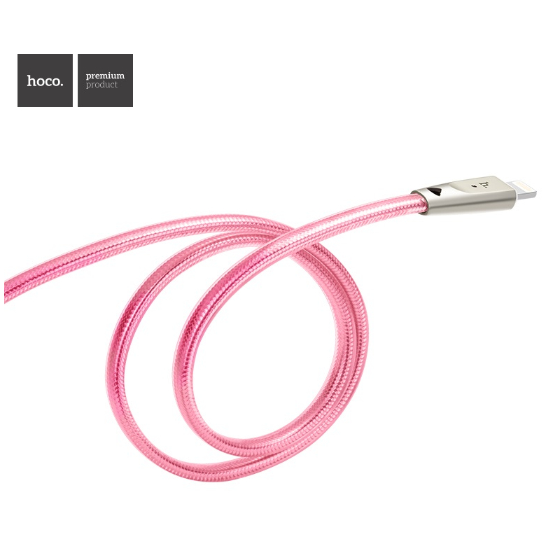 HOCO U9 гумиран кабел за Apple устройство - 1m - розово златен ...