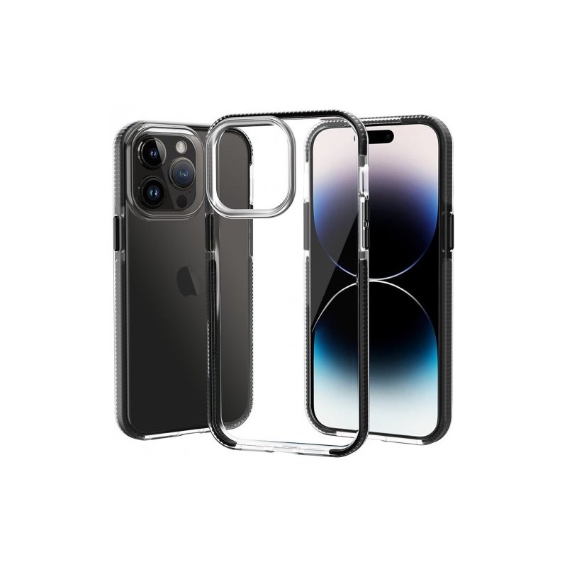 Прозрачен кейс с пъстра рамка от мека пластмаса за iPhone 14 Pro ...
